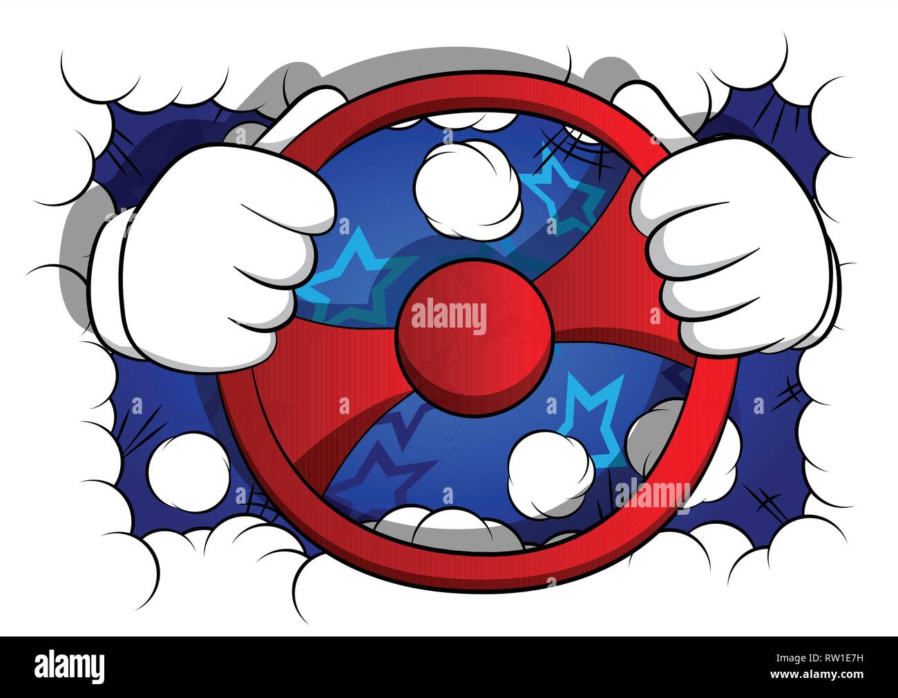 Vektor cartoon Hände fahren, mit einem Lenkrad. Illustrierte hand Geste ...