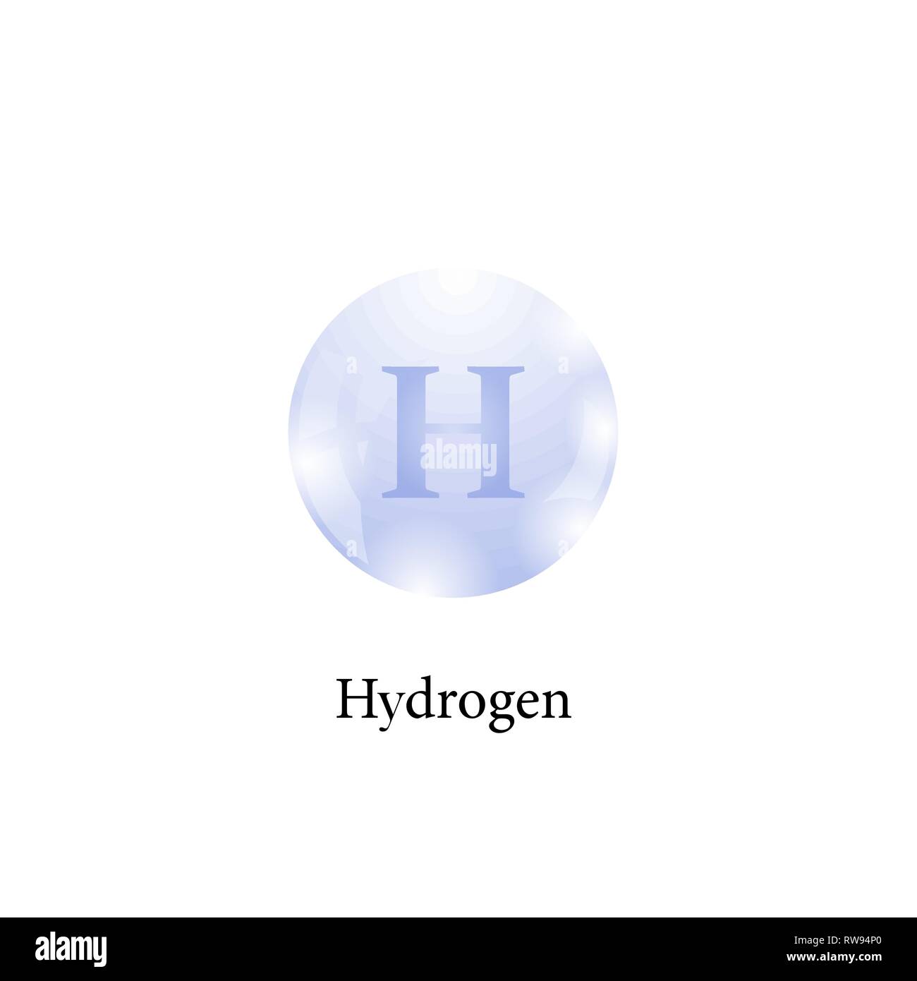Das Molekül von Wasserstoff auf weißem Hintergrund. Chemisches Element ...
