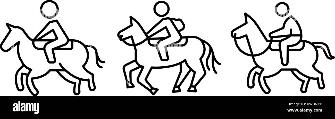 Reiten Symbole gesetzt, outline Style Stock-Vektorgrafik - Alamy