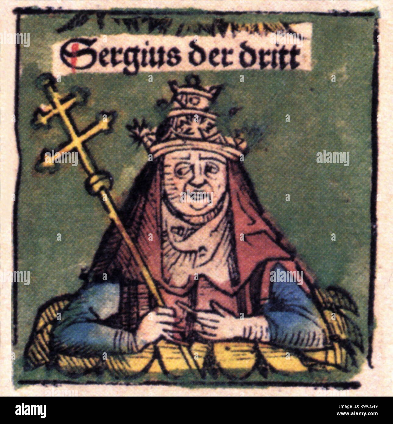 Sergius III., + 14.4.911, Gegenpapst 29.1.904 - 14.4.911, halbe Länge ...
