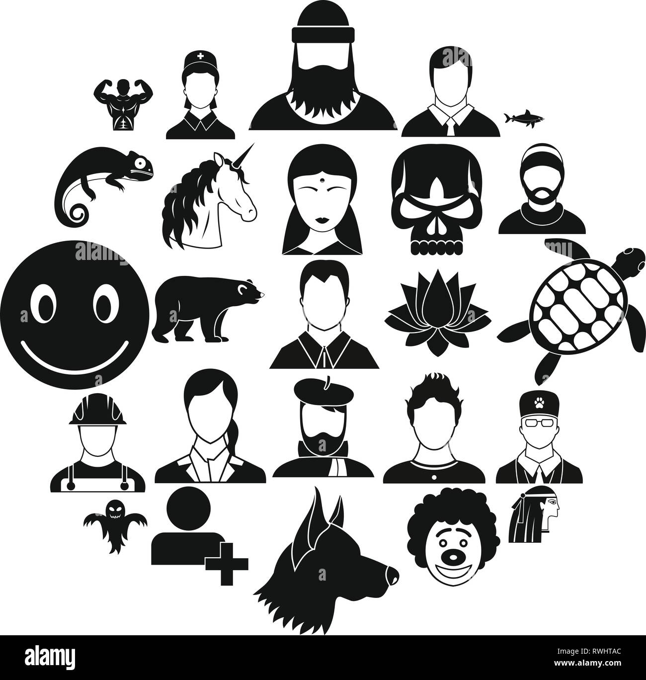 Staatsangehörigkeit Icons Set, einfachen Stil Stock-Vektorgrafik - Alamy