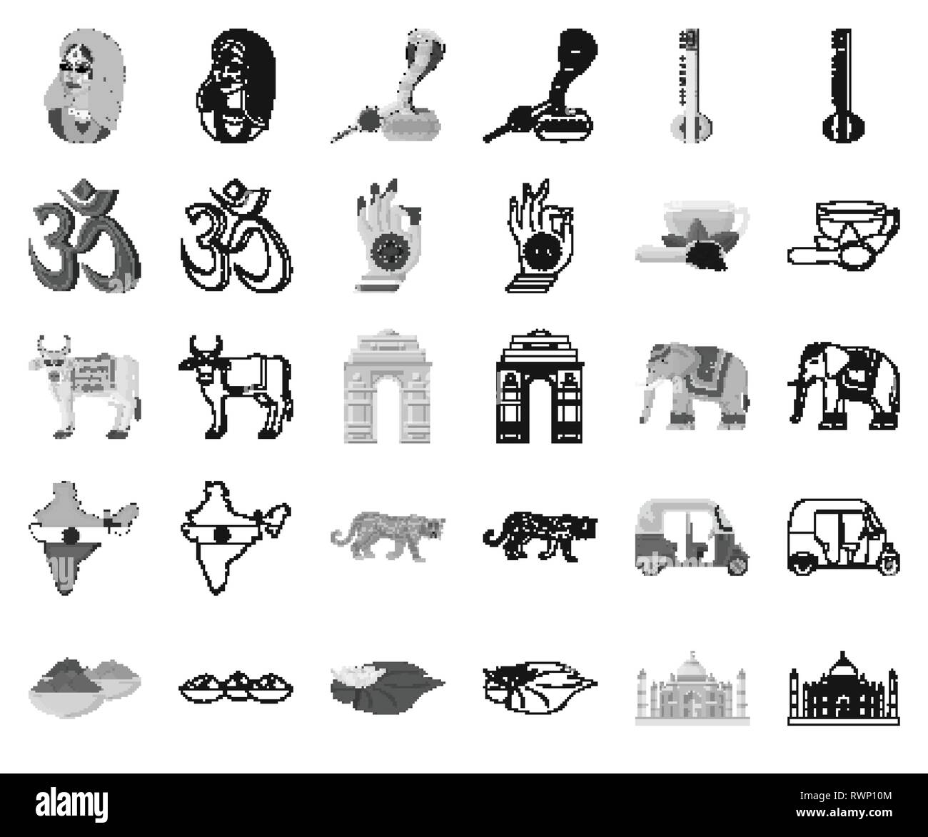 Attribute, Aum, Charakter, Sammlung, Land, Kuh, Kultur, Brauch, Design ...