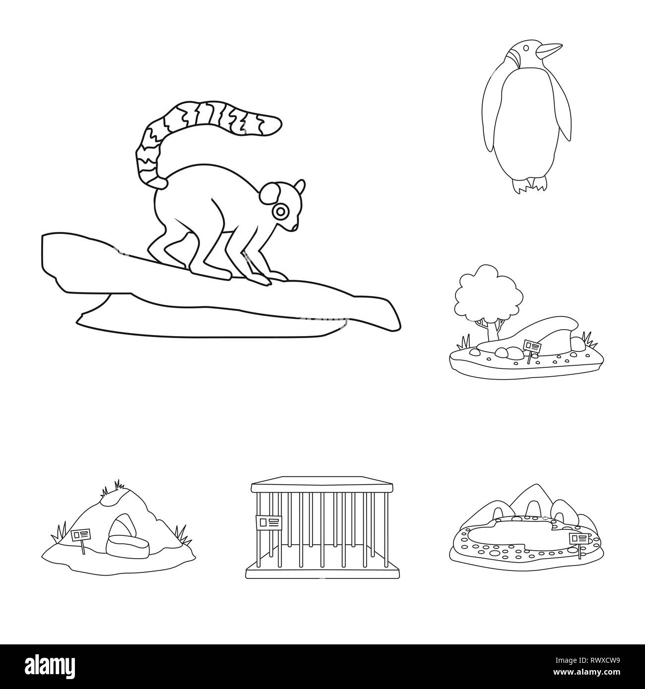 Lemur, Penguin, Bäume, Höhle, Zelle, See, Monkey, Weiß, Sand, Bär, leer ...