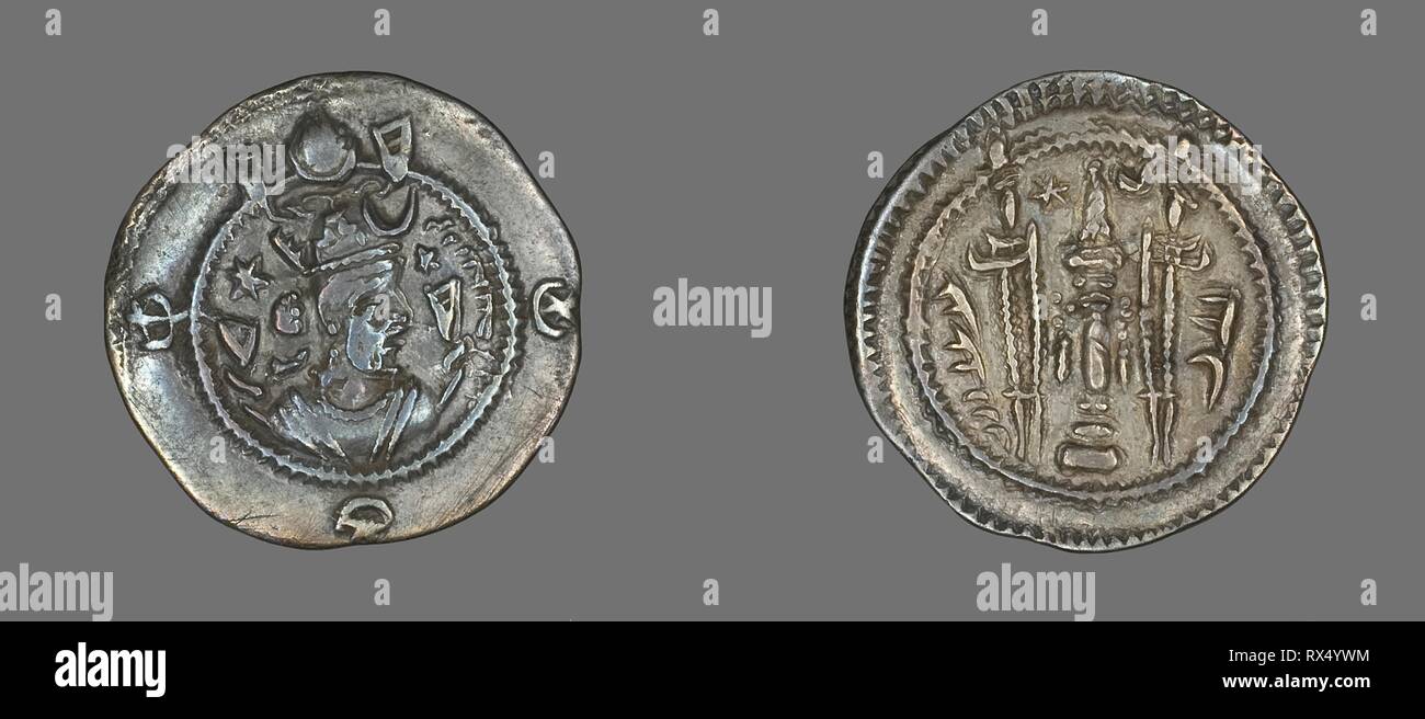 Münze schildert König Chosroes II. Persisch. Datum: 590 AD-628AD ...