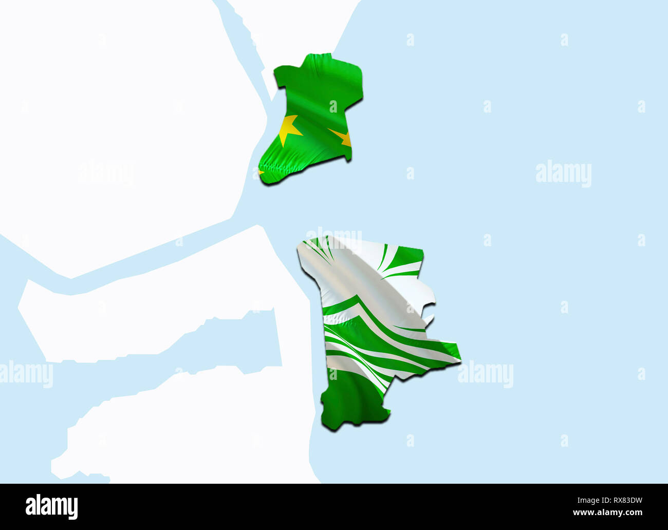 Flagge Karte von Macau. 3D-rendering Macau Karte und Flagge auf Asien ...
