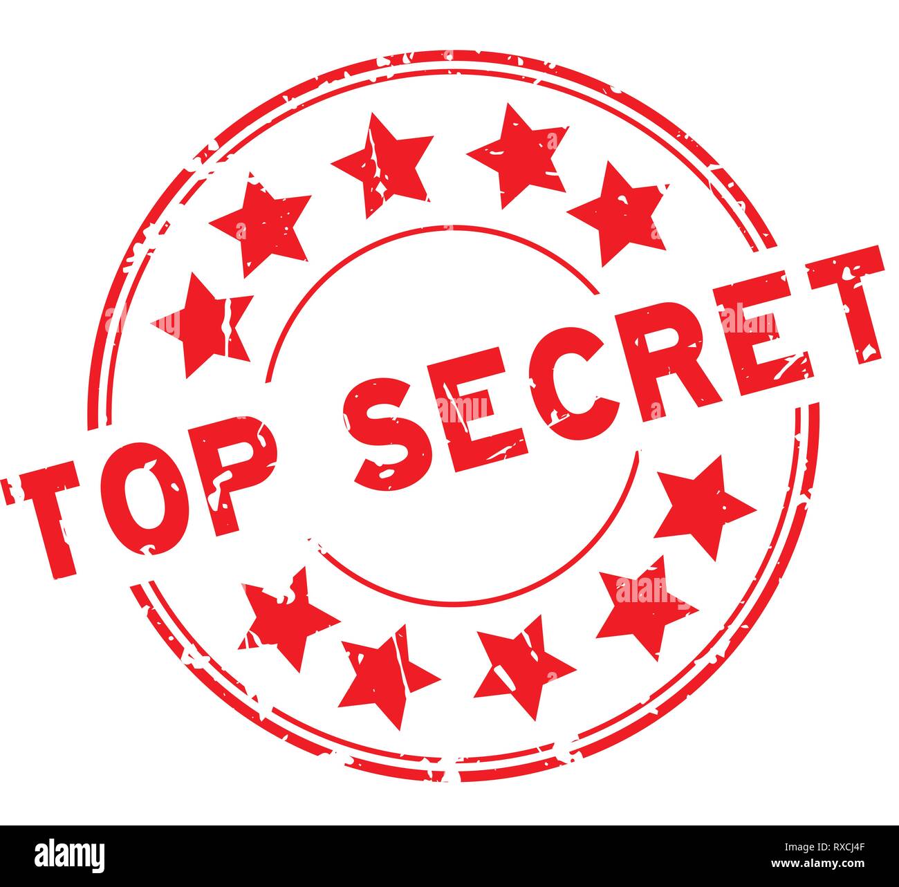Grunge red top secret Word mit Stern Symbol Gummidichtung Stempel auf ...