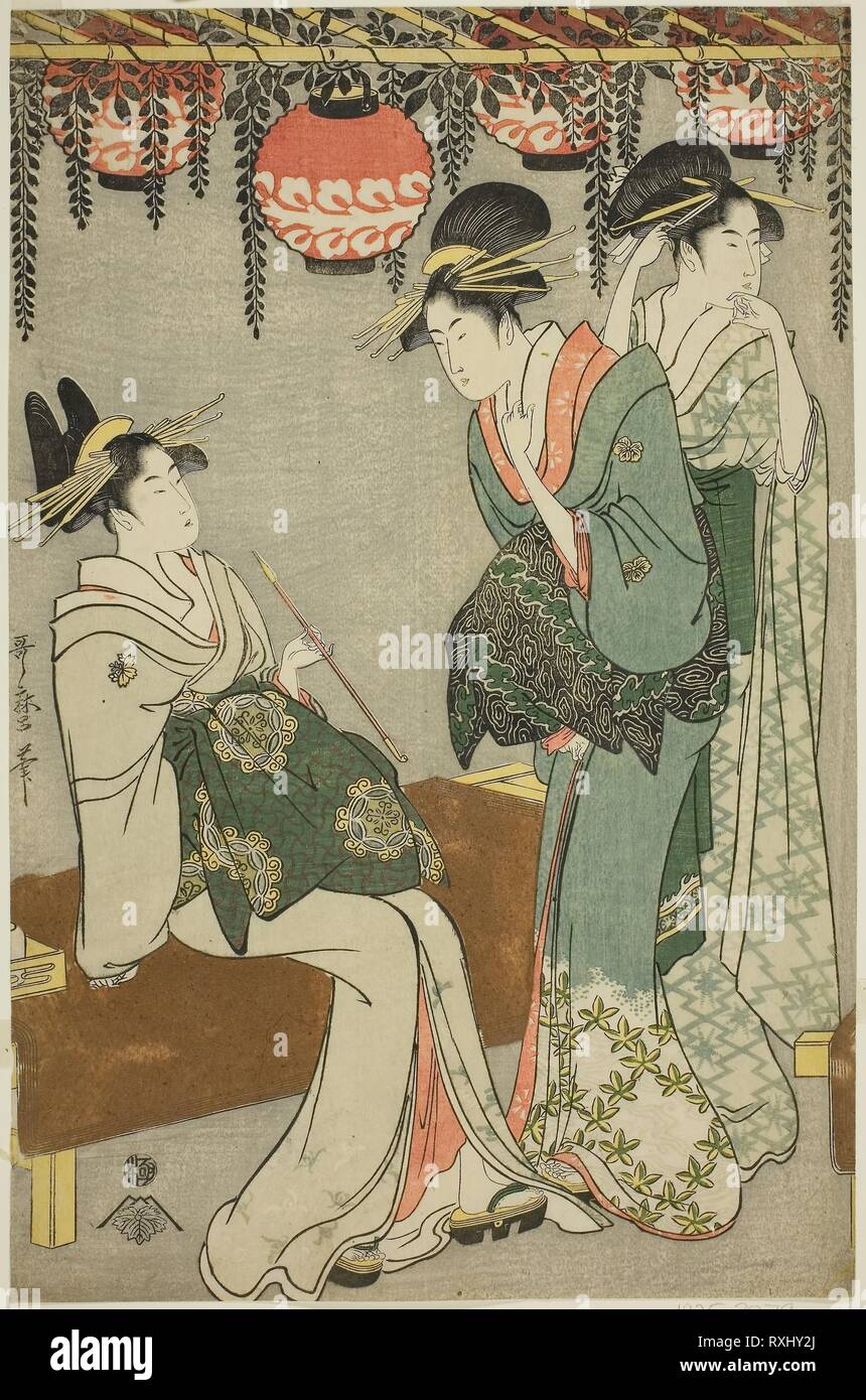 Kurtisanen unter Wisteria Arbor. Kitagawa Utamaro??? ??; Japanisch ...