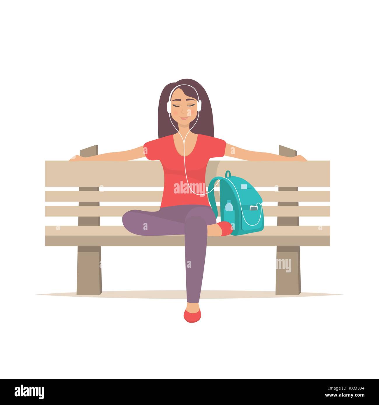 Mädchen auf der bank sitzen Stock-Vektorgrafiken kaufen - Alamy