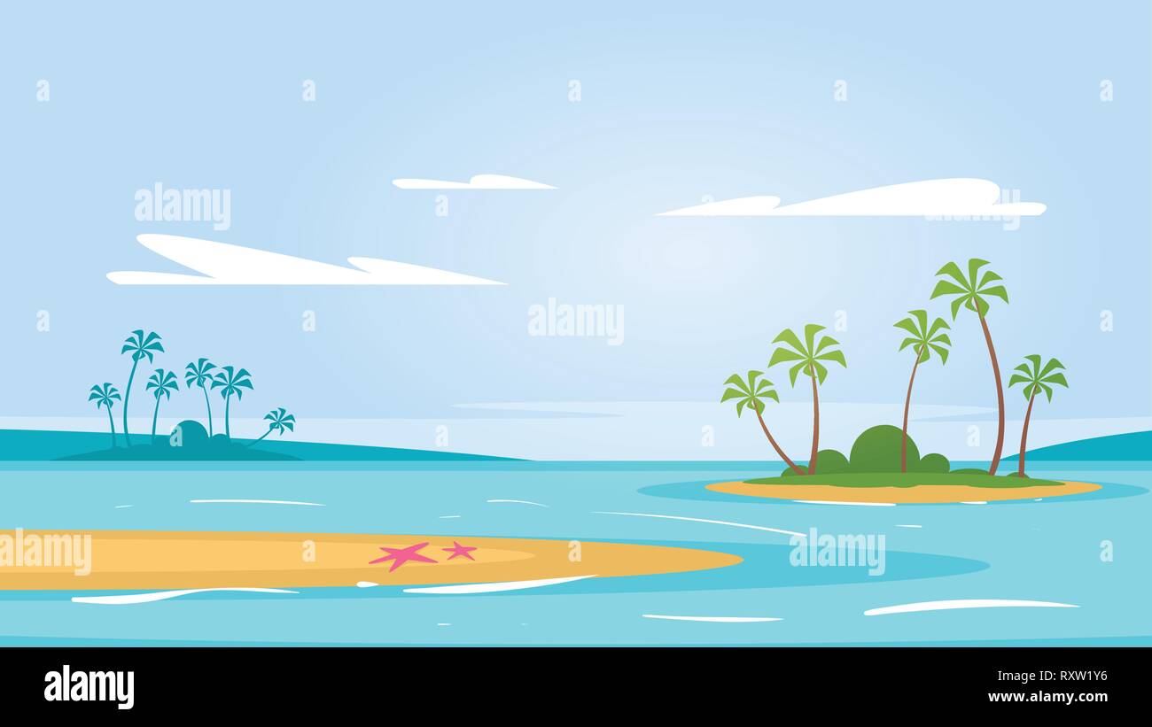 Vektor Cartoon Stil Hintergrund von Meer mit Stern Fisch. Tropische ...