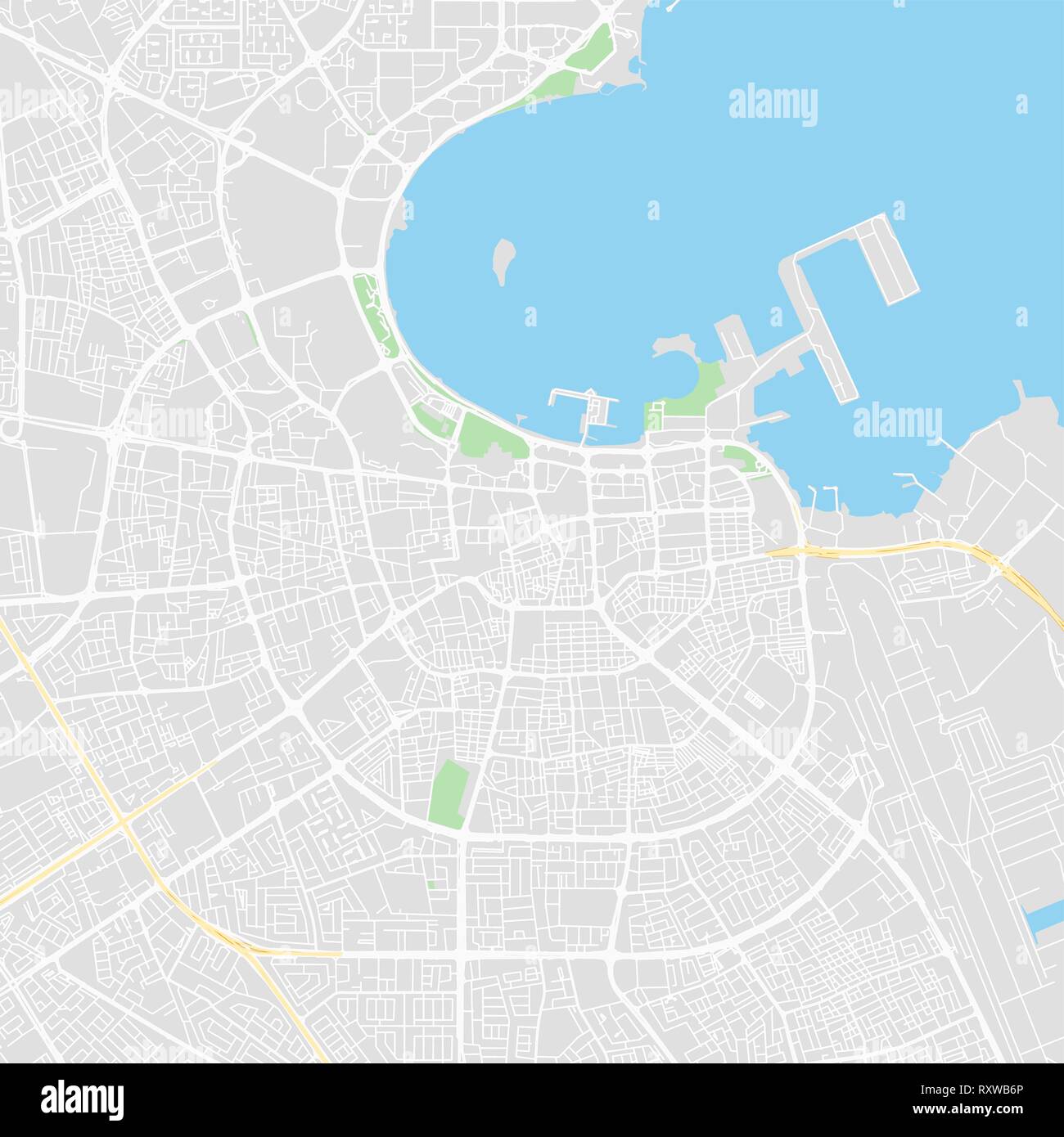 Downtown Vektorkarte von Doha, Katar. Diese druckbare Karte von Doha ...