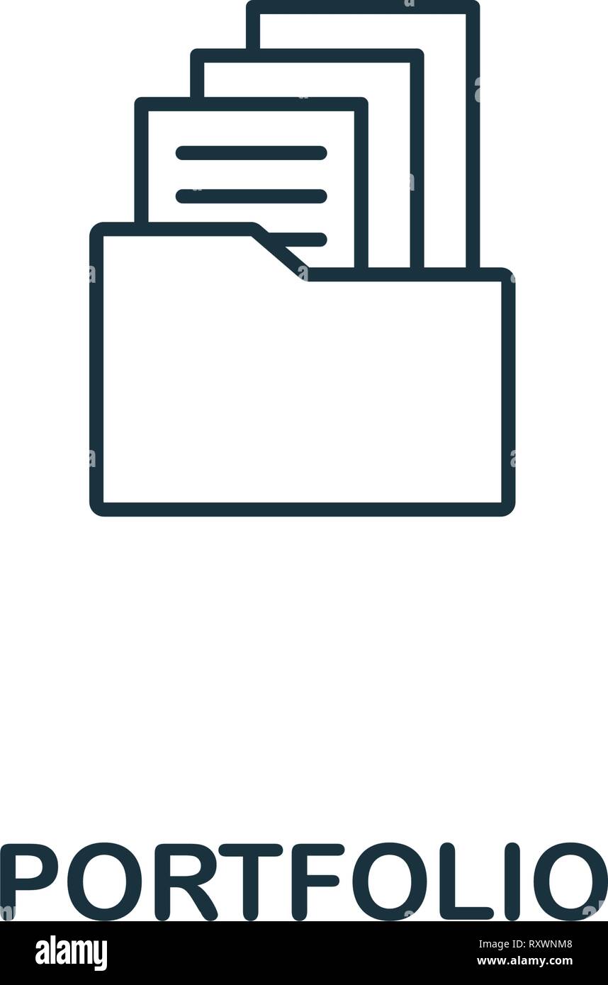 Portfolio Symbol. Dünne outline Style Design vom Design der ...