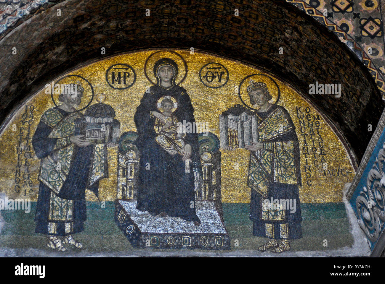 Hagia Sophia die Basilika, Innen- und christlichen Mosaiken. Istanbul, Türkei Stockfotografie ...