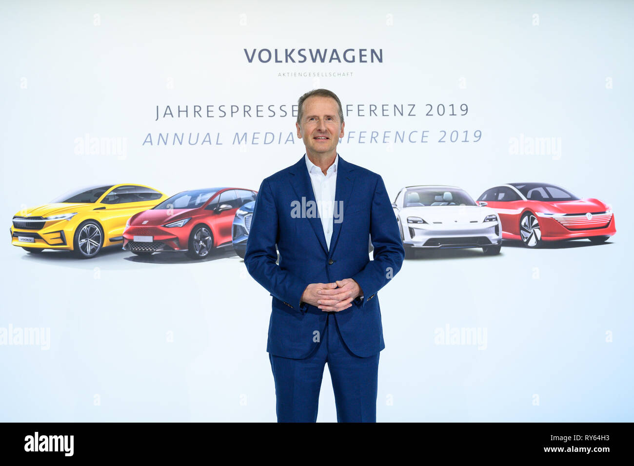 Wolfsburg, Deutschland. 12 Mär, 2019. Herbert Diess, Vorsitzender des ...