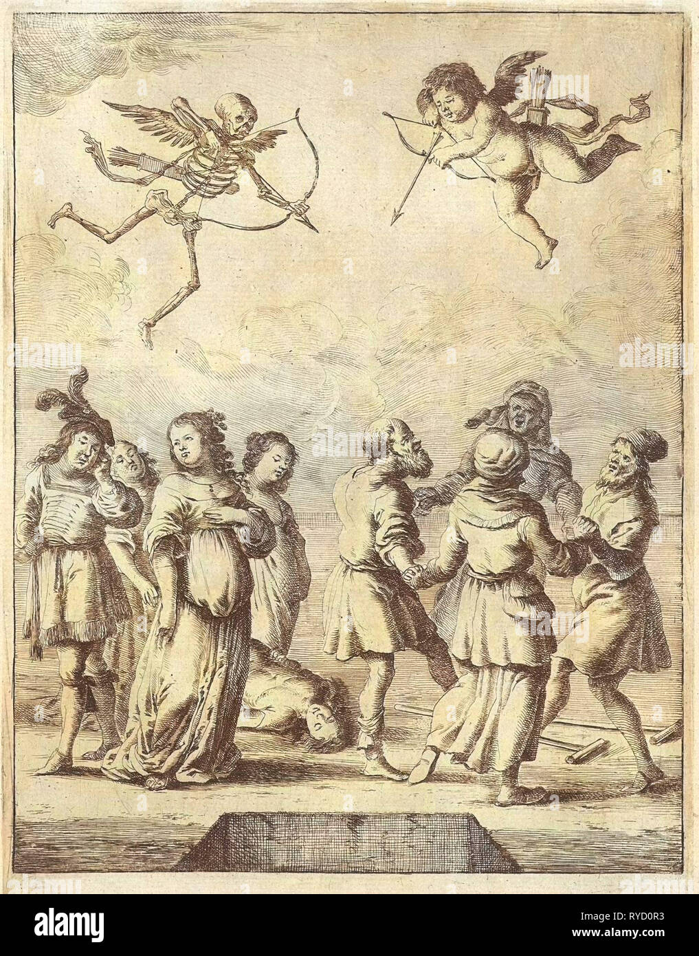 Fabel von Amor und Tod, Dirk Stoop, John Ogilby, 1665 Stockfotografie ...
