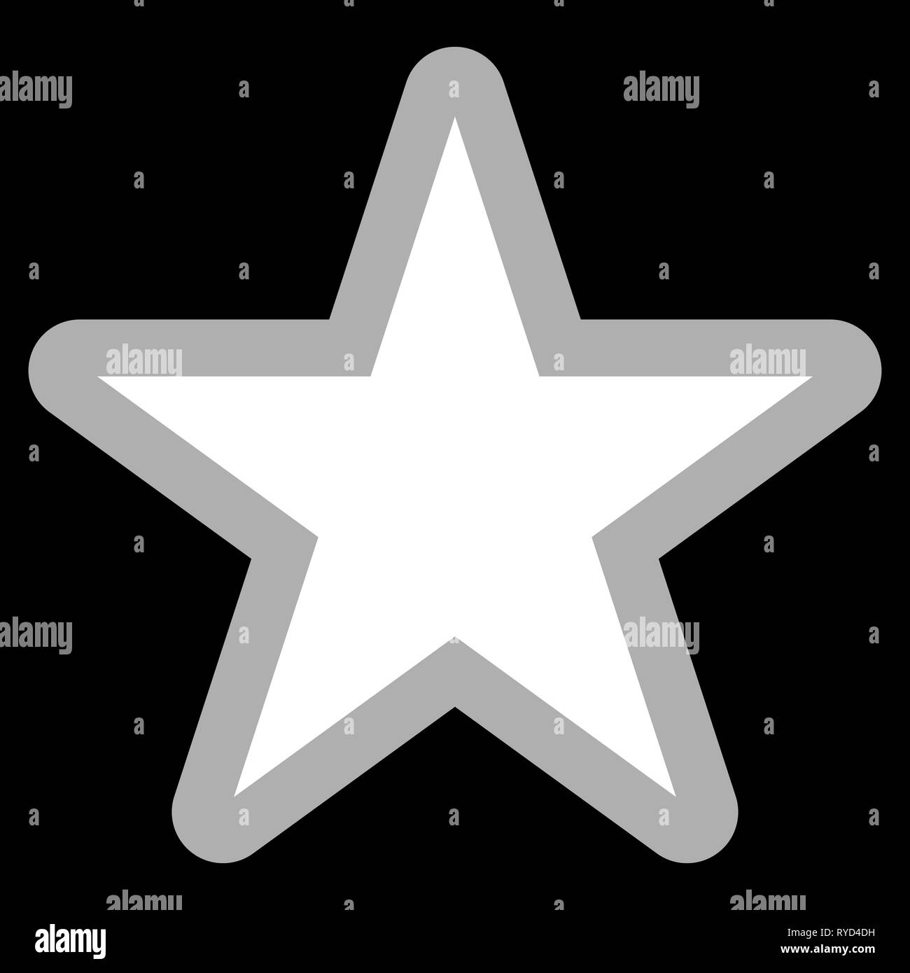 Stern Symbol - weiß einfach mit Umrisse, 5 Spitzen abgerundet, isoliert ...