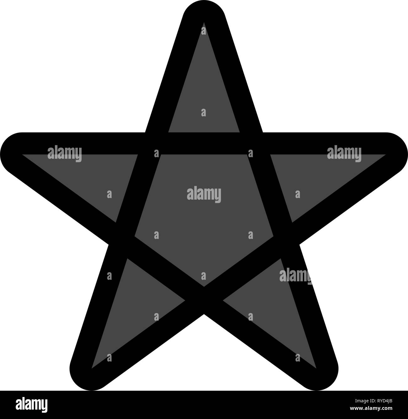 Stern Symbol - Schwarz einfach mit Umrisse, 5 Spitzen abgerundet ...