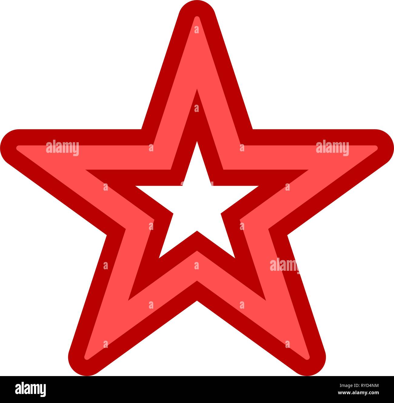Stern Symbol-rot einfach Hohl mit Umrisse, 5 Spitzen abgerundet ...