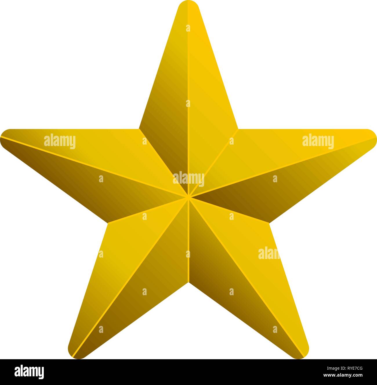 Stern Symbol - golden Gradient 3 d, 5 Spitzen abgerundet, isoliert ...