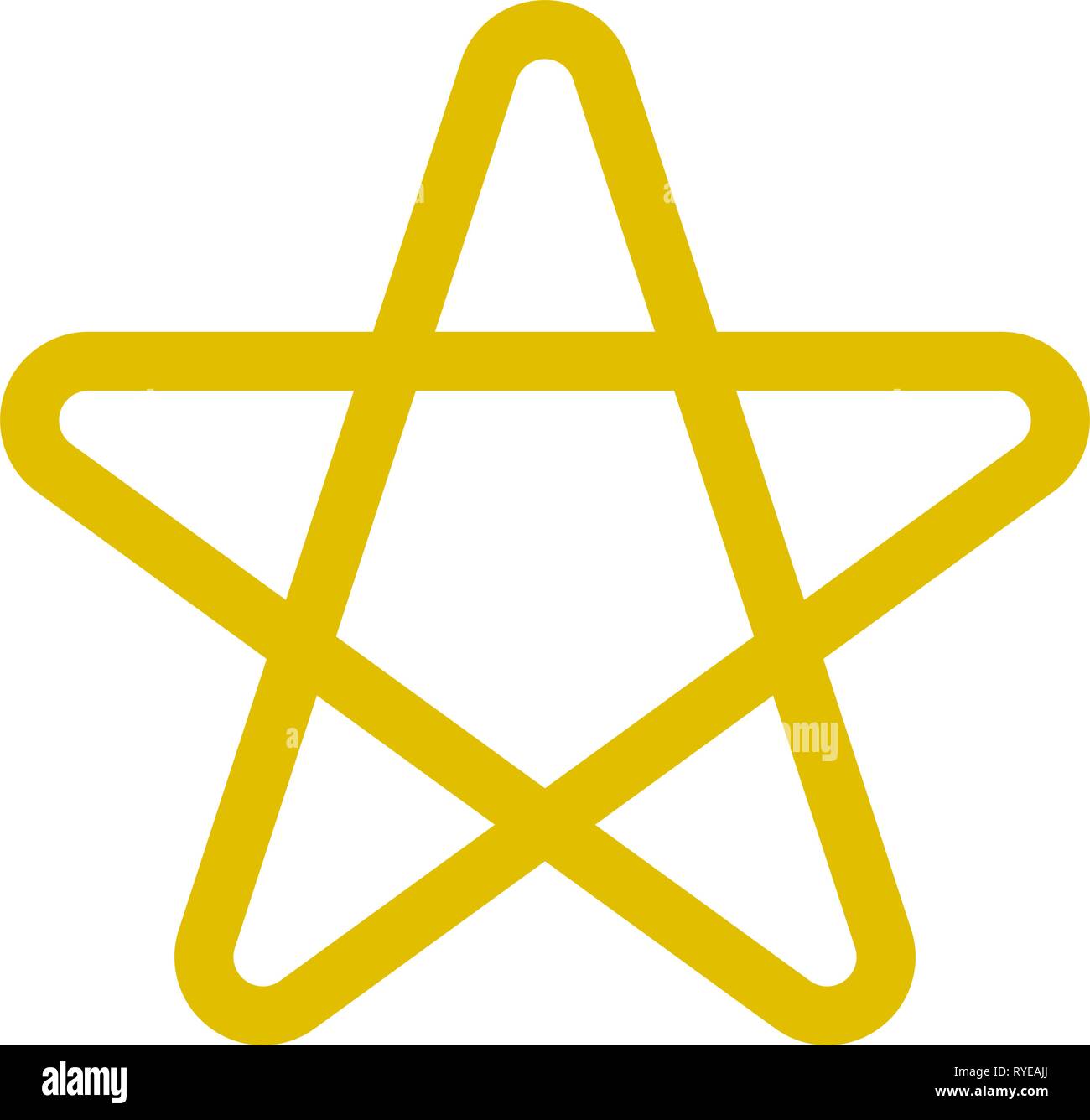 Stern Symbol - golden einfache Umrisse, 5 Spitzen abgerundet, isoliert ...