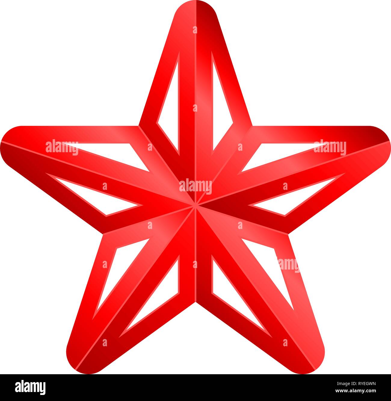 Stern Symbol - roter Farbverlauf 3 d, 5 Spitzen abgerundet, isoliert ...