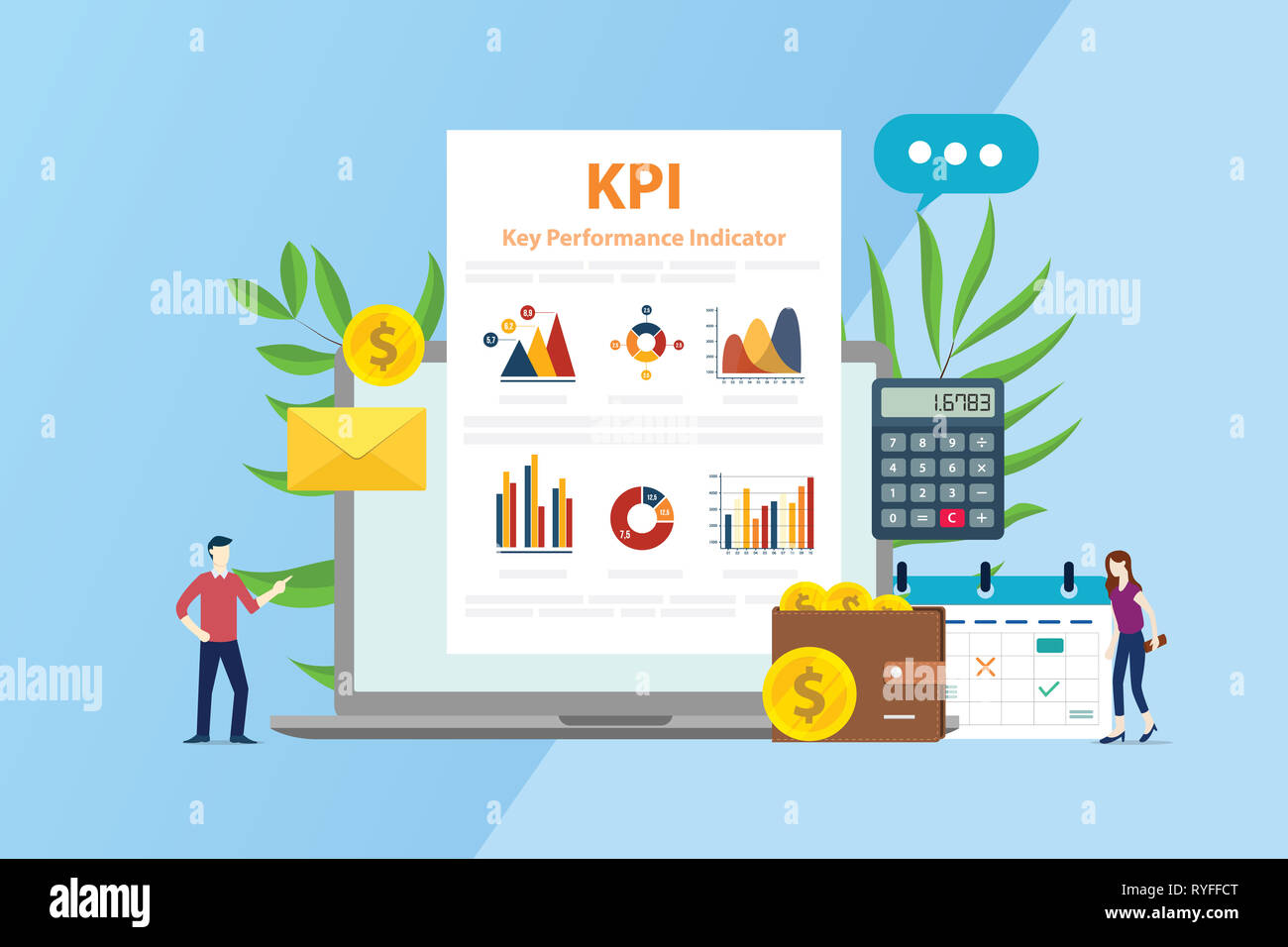 Kpi Key Performance Indicator Konzept mit Business Report Grafik und ...