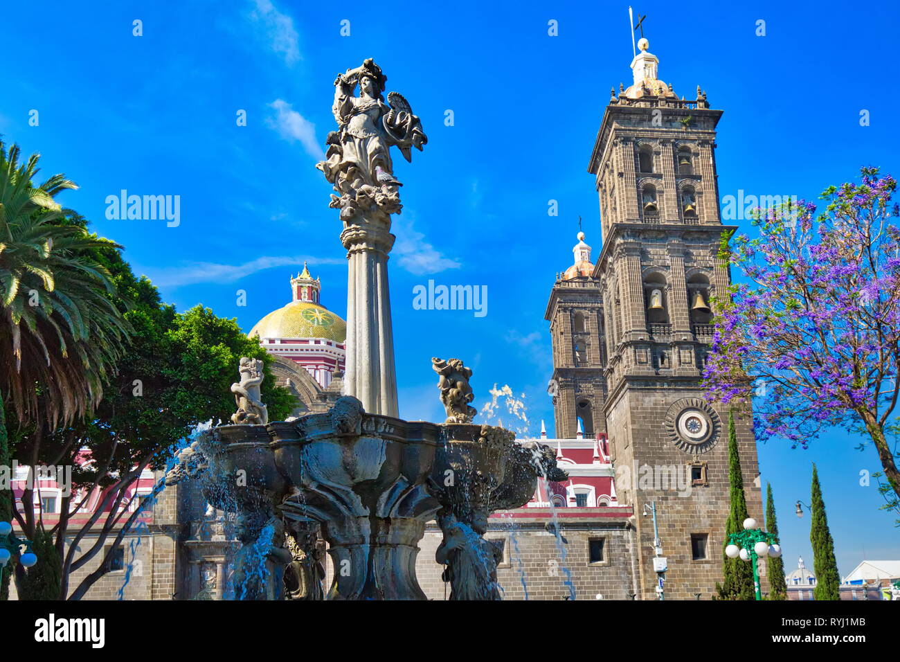 Mexiko- Stadt, Puebla Kathedrale auf dem Central Plaza und Zocalo ...