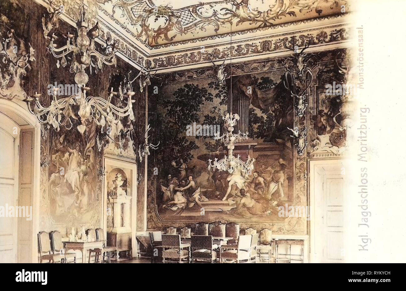 Innenraum von Schloss Moritzburg, Zimmer in Deutschland, 1902 ...