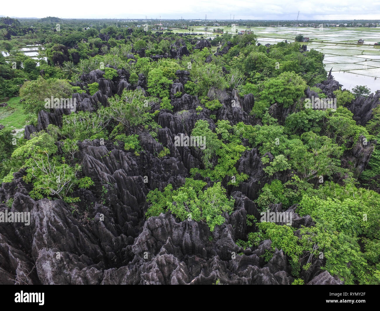 Cluster von der alten karst Rock in Rammang Rammang der Insel Sulawesi ...