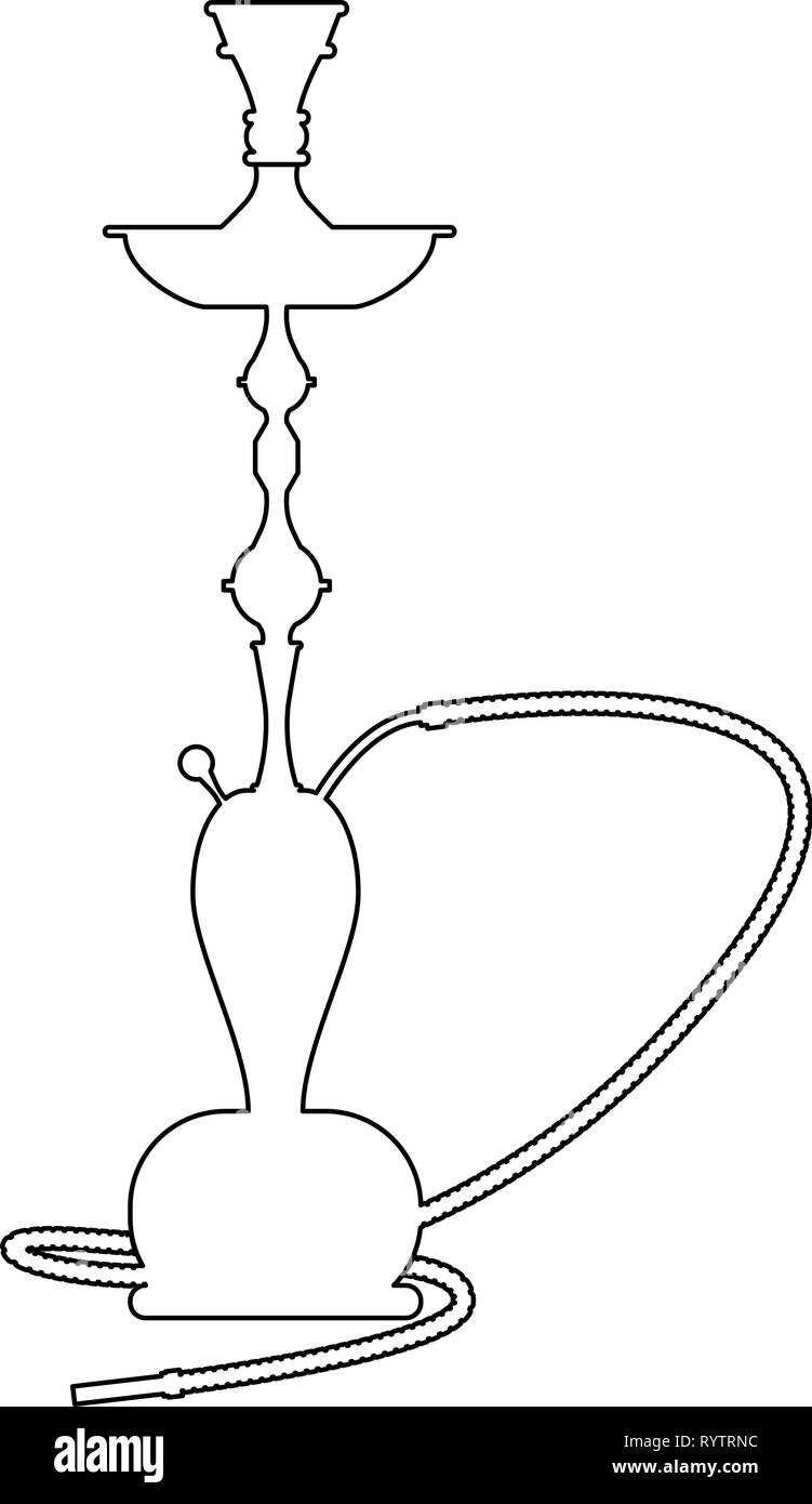 Shisha Symbol mit Line Art Stil. Hand Vector Illustration gezeichnet ...