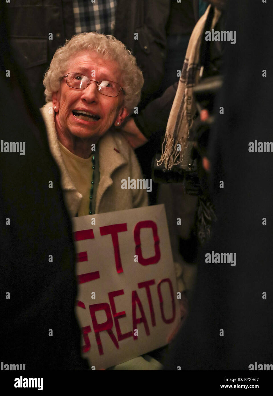Muscatine, Iowa, USA. 14 Mär, 2019. Dorothy Riley, ein 84-jährige Iowan ...