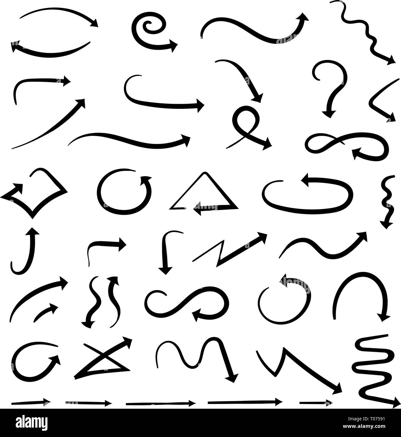 Pfeile. Schwarze Hand gezeichnet Zeichen Stock-Vektorgrafik - Alamy