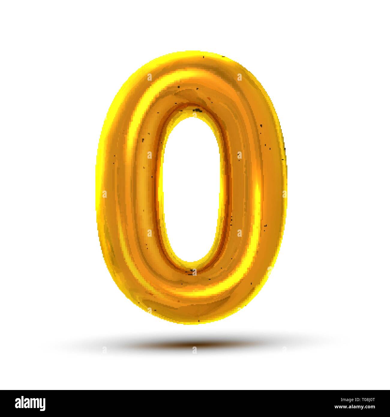 0 Null Vektor. Goldgelb Metall schreiben Abbildung. Ziffer 0 ...