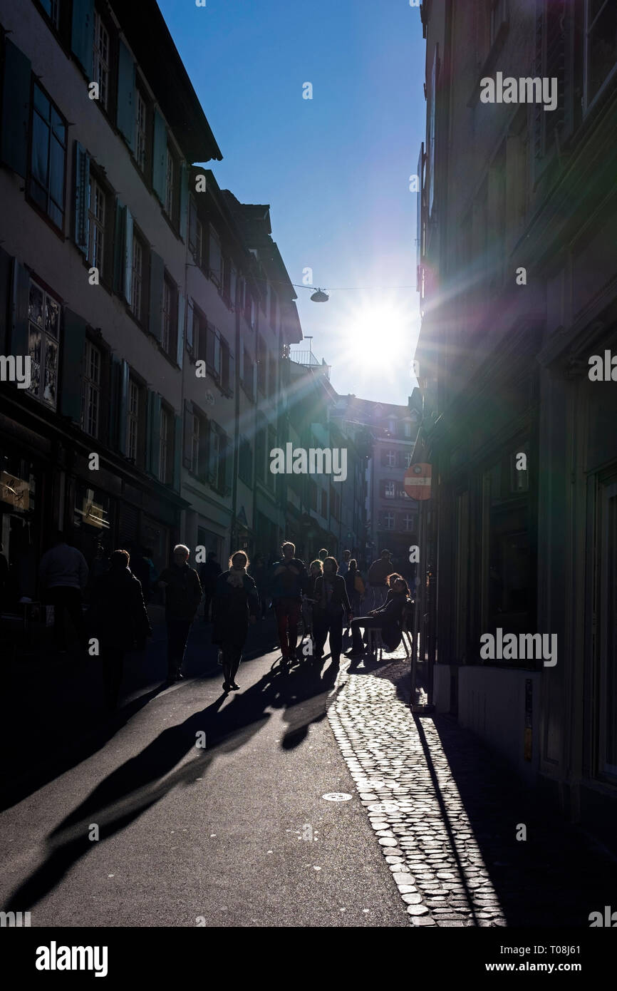 Am Spalenberg in Basel, Schweiz. Das idyllische Viertel, Teil des alten ...