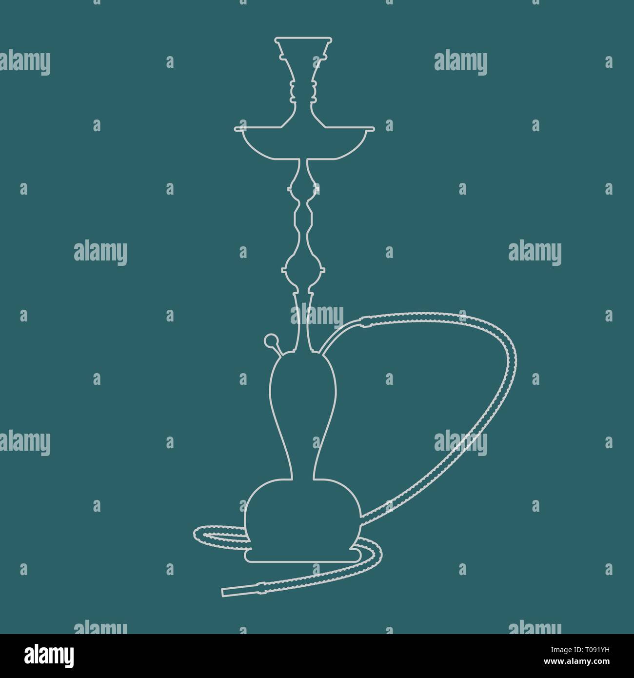 Shisha Symbol mit Line Art Stil. Hand Vector Illustration gezeichnet ...