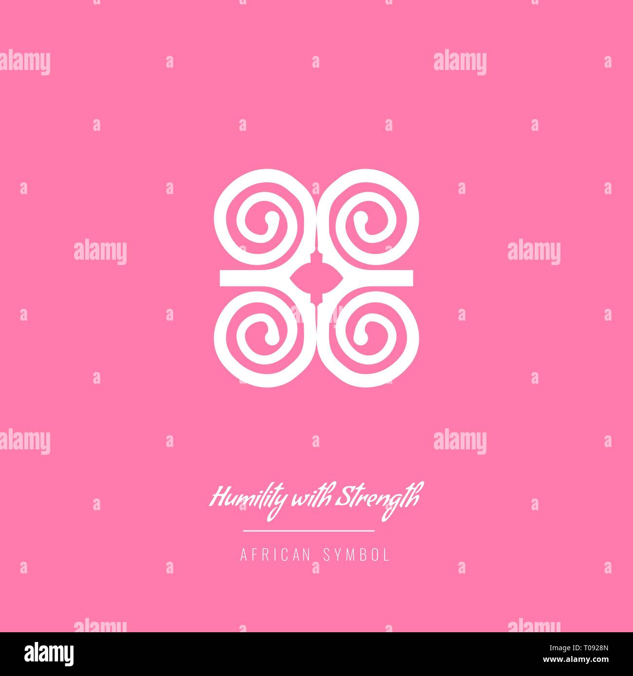 Demut, mit Stärke oder Symbol der wisdowm adinkra Symbol. Tribal Symbol ...