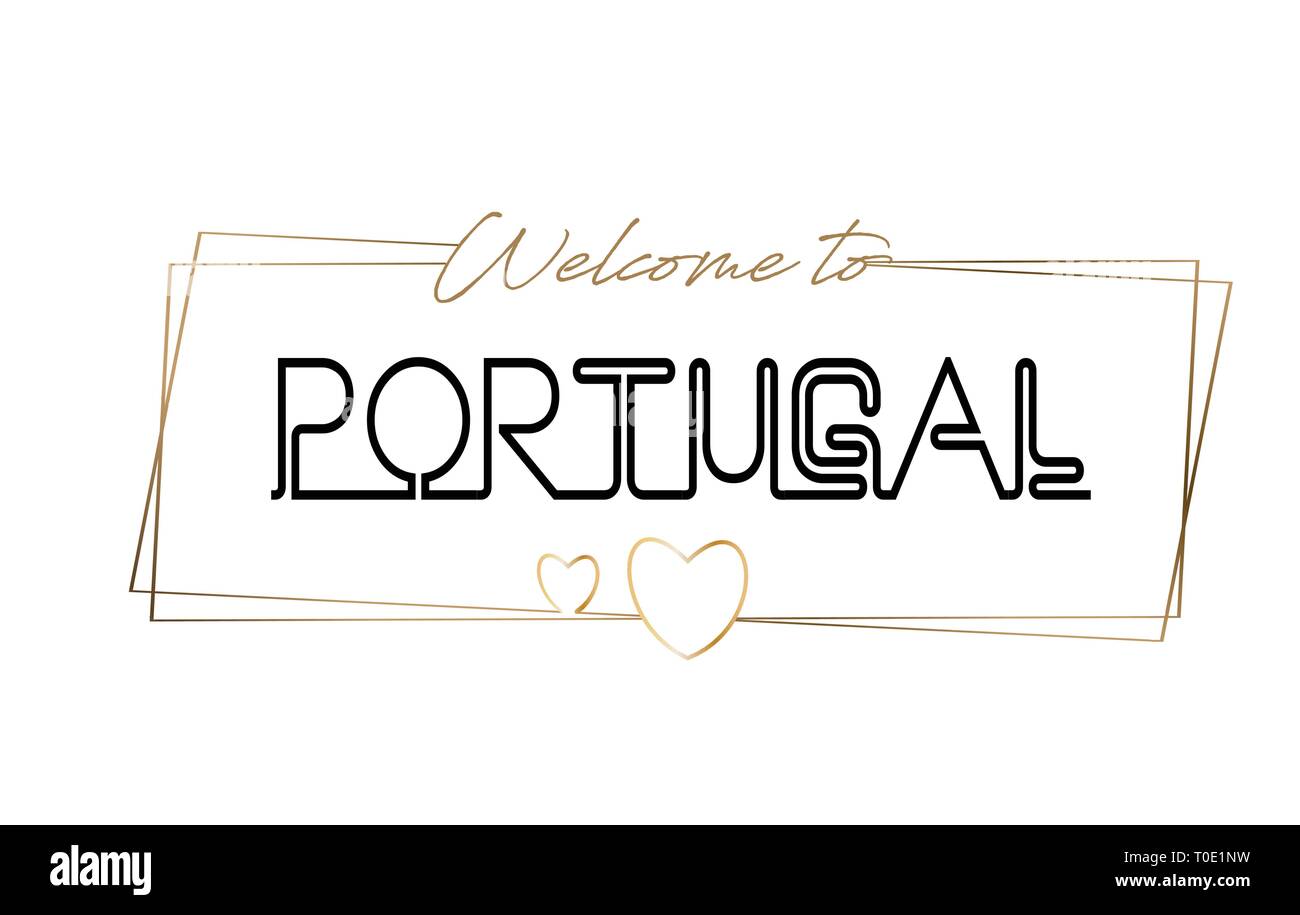 Portugal Willkommen bei Text Neon Schrift und Typografie. Wort für Logo ...