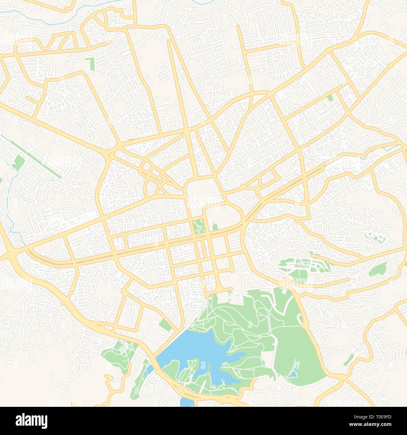 Druckbare Karte von Tirana, Albanien mit Haupt- und Nebenstraßen und ...