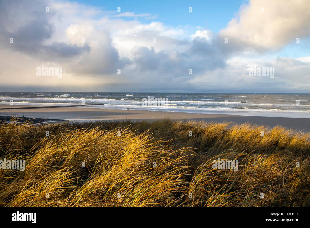 Insel Wangerooge, Ostfriesland, Wattenmeer, West Beach bei Sturm ...