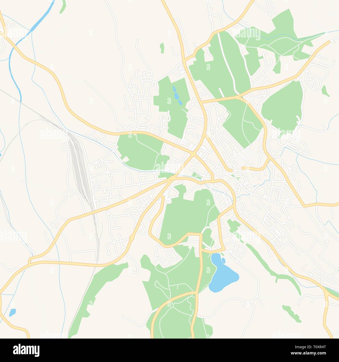 Druckbare Karte von Saalfelden, Österreich mit Haupt- und Nebenstraßen ...