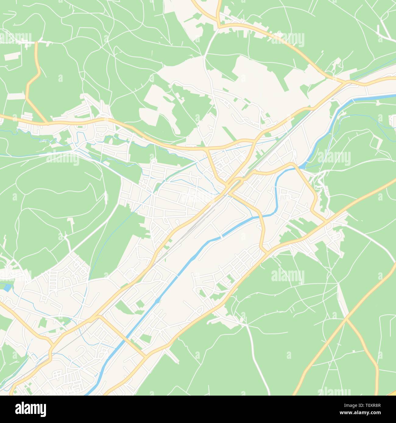 Druckbare Karte von Ternitz, Österreich mit Haupt- und Nebenstraßen und ...