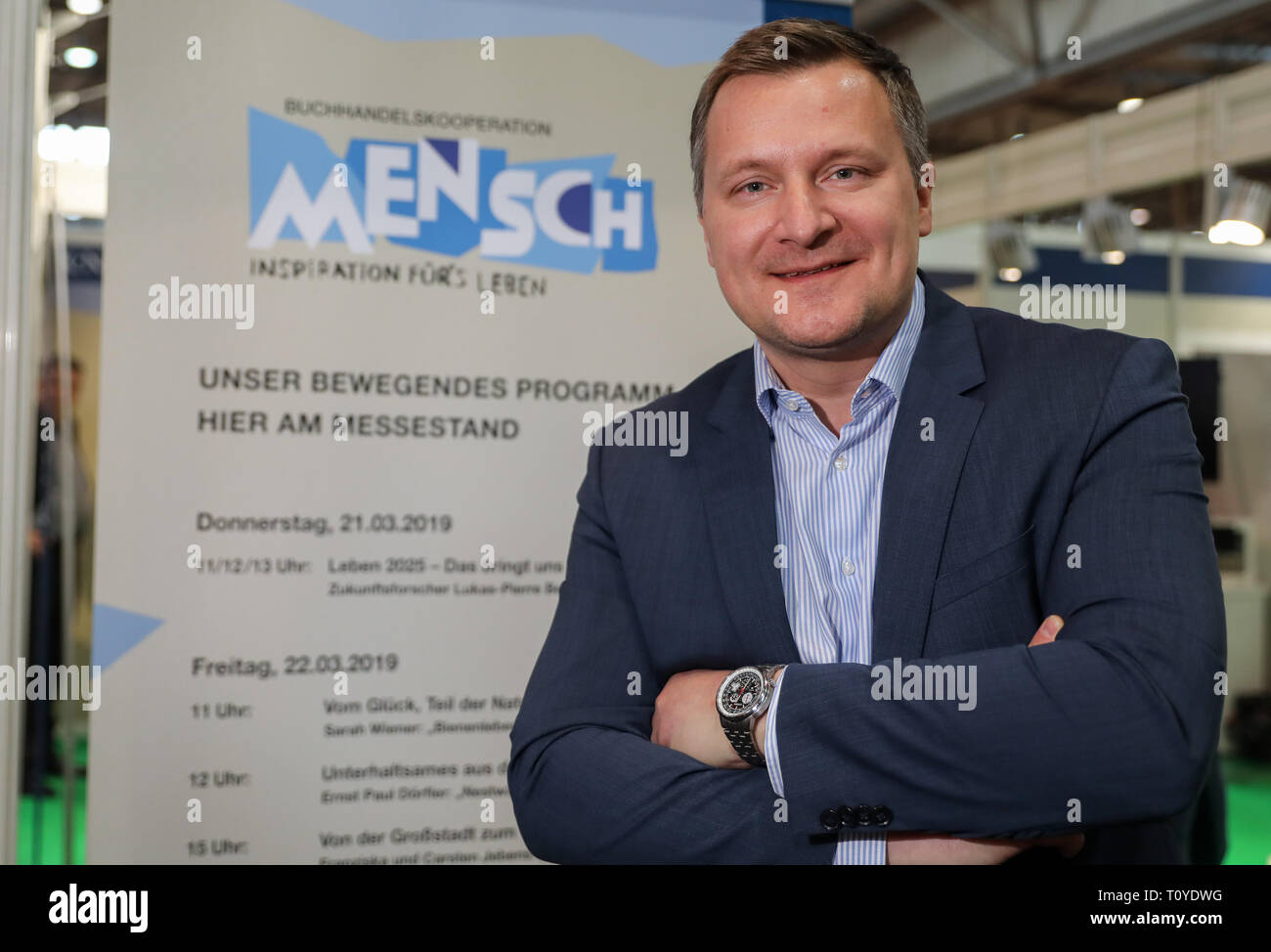 Leipzig, Deutschland. 22 Mär, 2019. Jürgen Klapper, Sales Manager der ...