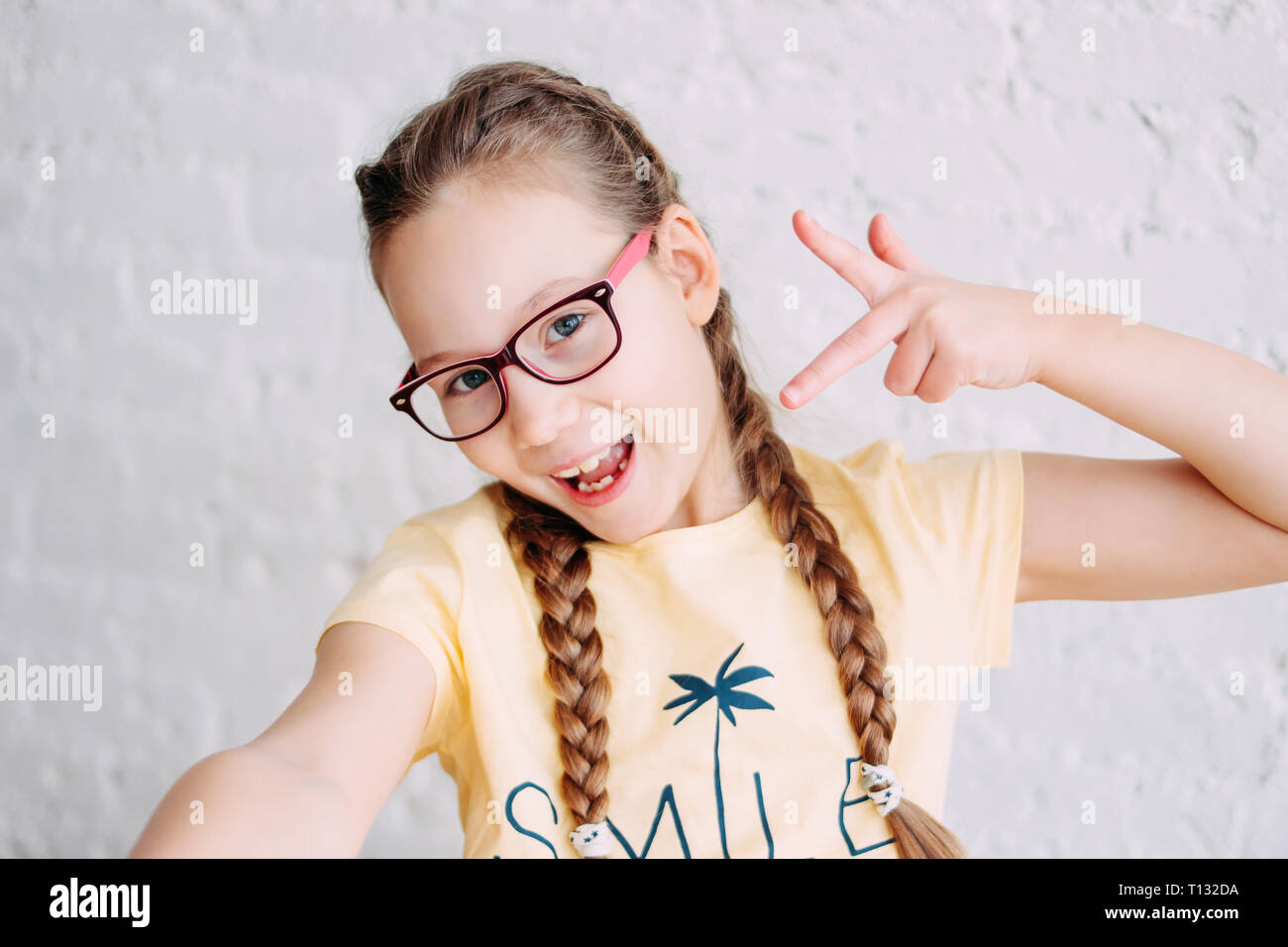 Beautiful Cute Teenager Girl Pigtails Stockfotos und -bilder Kaufen - Alamy