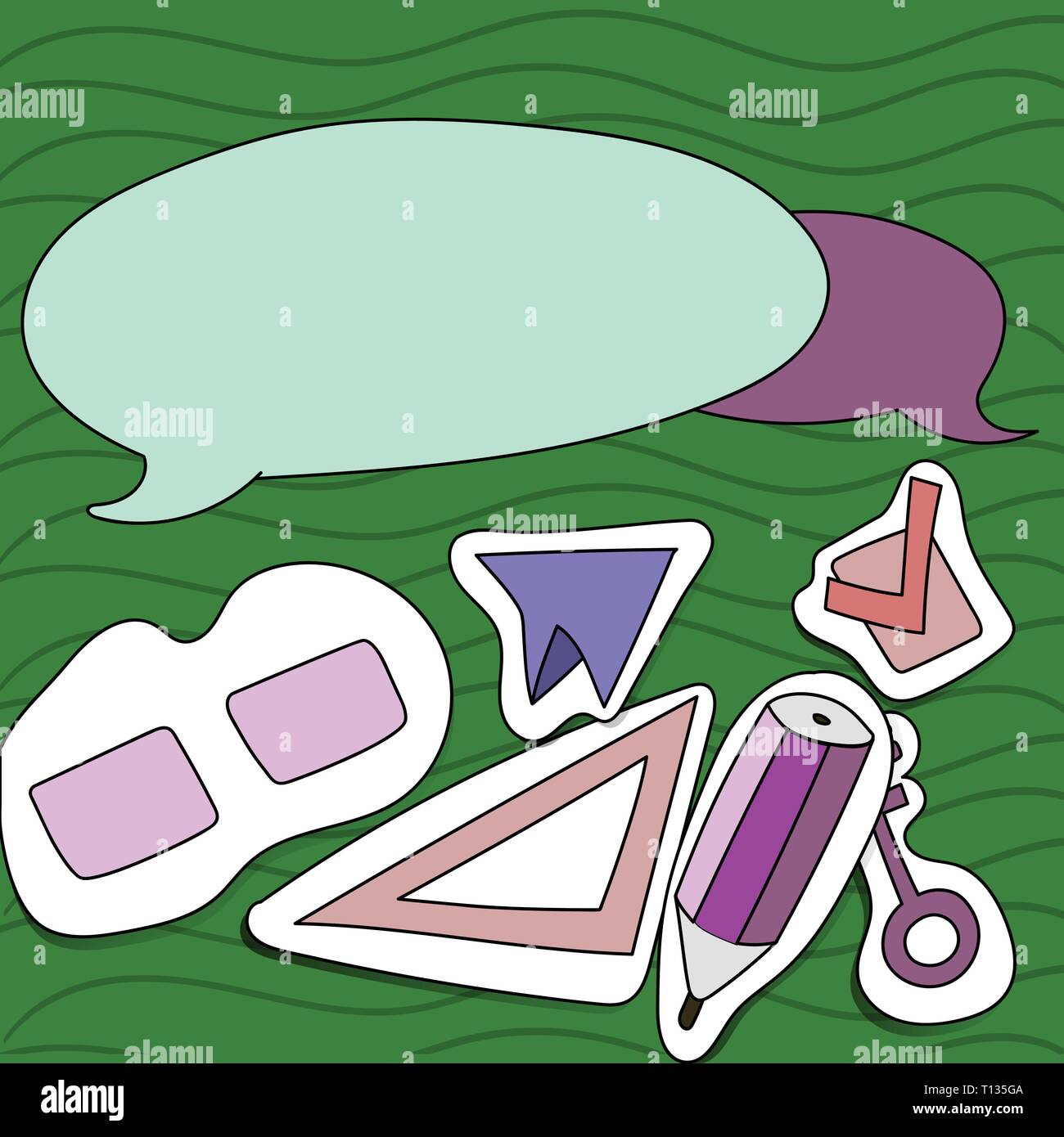 Zwei leere Bunte Sprechblase und verschiedene Etiketten Sticker Style ...