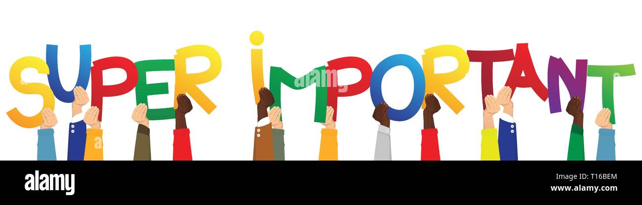 Diverse Hände, die Buchstaben des Alphabets erstellt das Wort Super ...