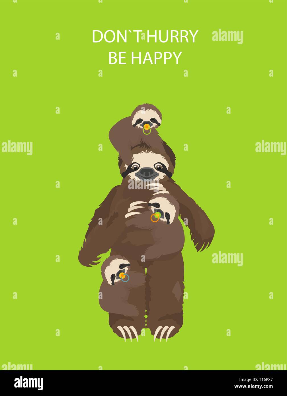 Die Geschichte von einem Faultier. Mit der Familie. Lustige cartoon ...