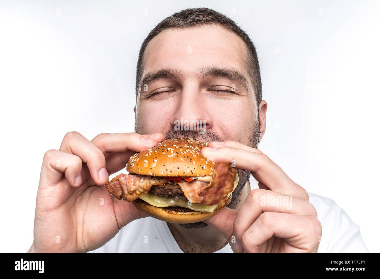 Fat Guy Eating Stockfotos und -bilder Kaufen - Alamy
