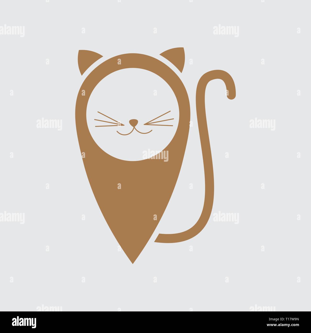 Katze locator Logo Design. Tier Platz Symbol, Emblem Design - Vector ...