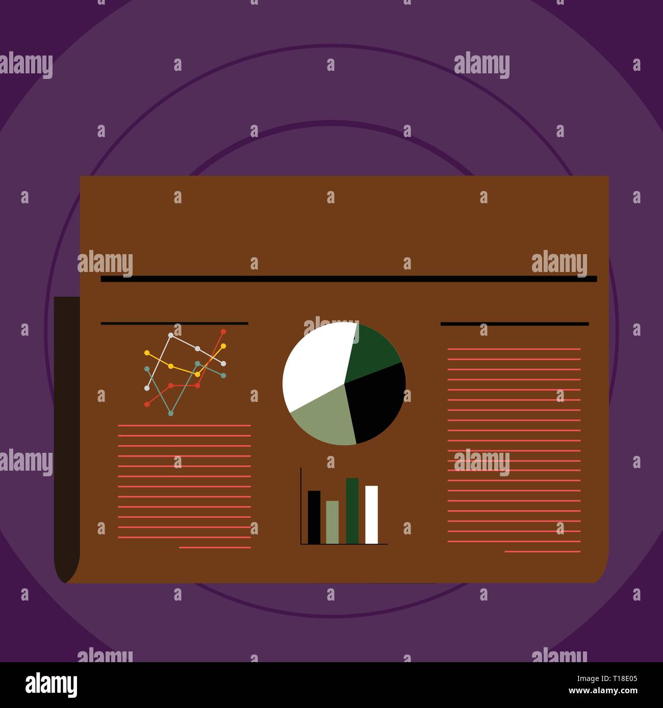 Bunte Layout Design Plan der Text-, Bar-, Linear- und Kreisdiagramm ...
