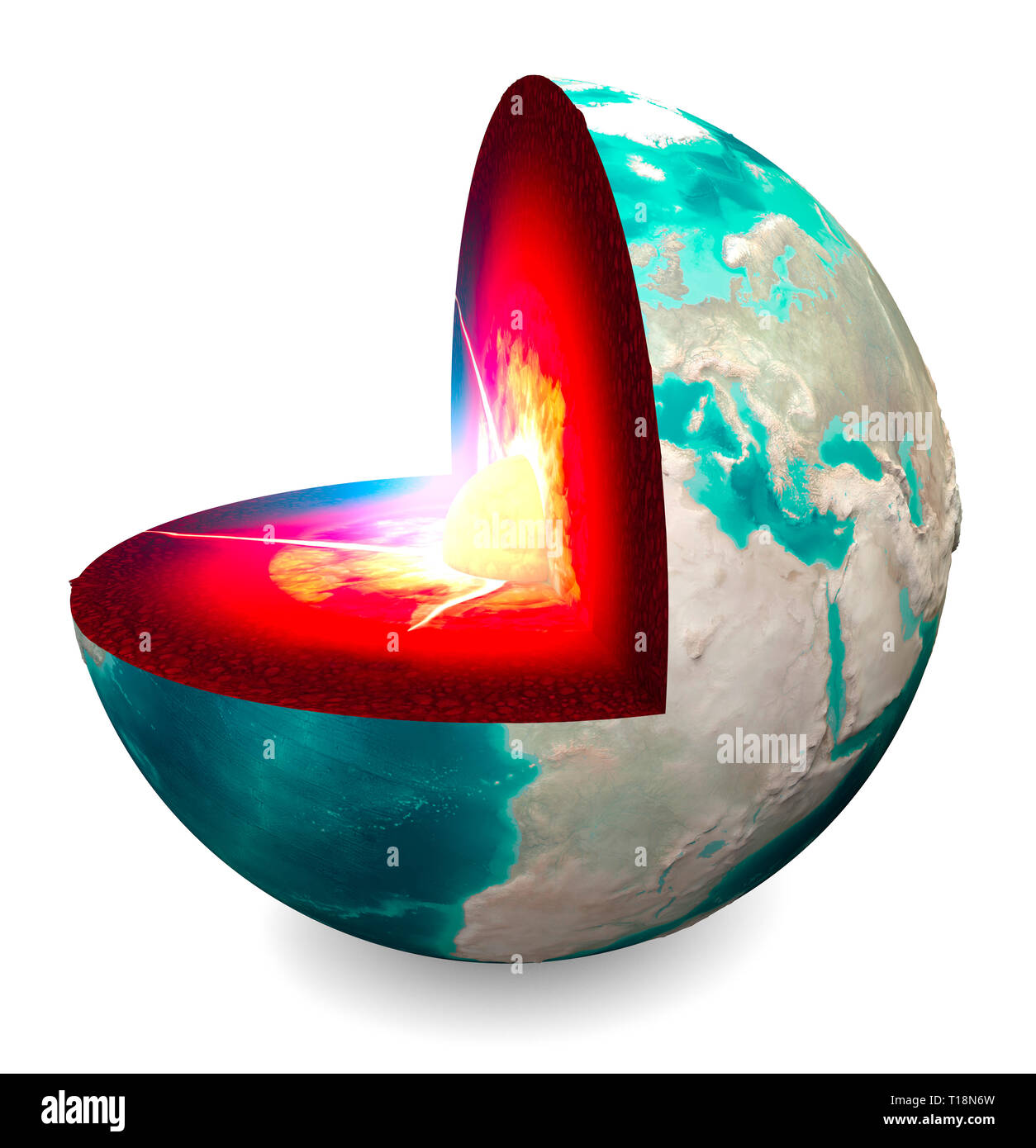 Abschnitt der Erde, weltweit. Kern- und Bodenschichten. Der ...