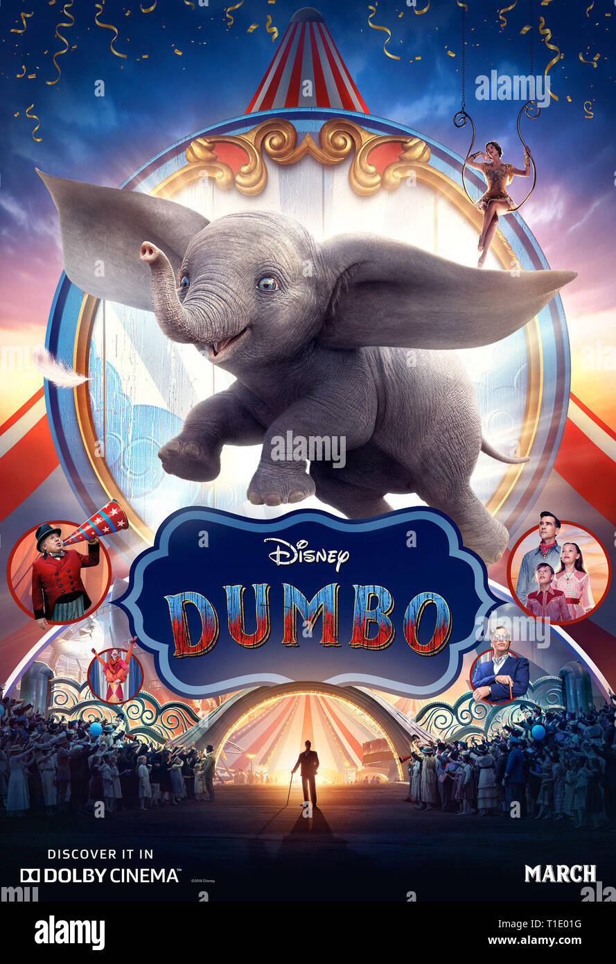 DUMBO, Dolby, Plakat, Zentrum: Dumbo; kleine Figuren im Uhrzeigersinn ...